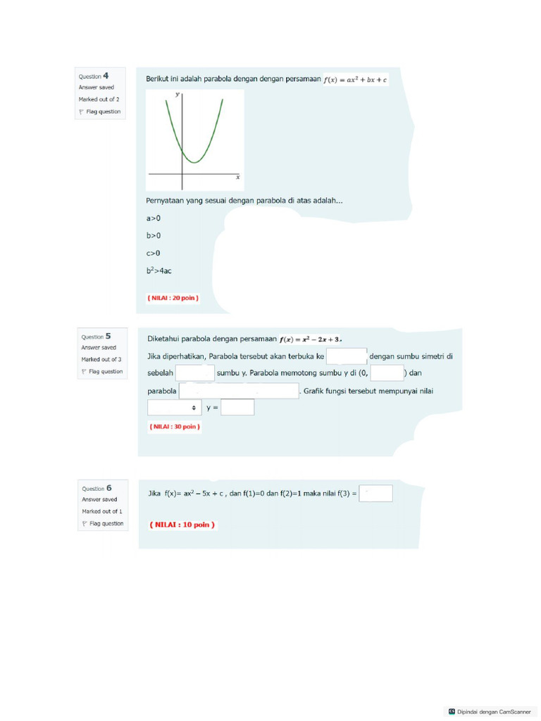 Quiz Fungsi Kuadrat - 2 | PDF