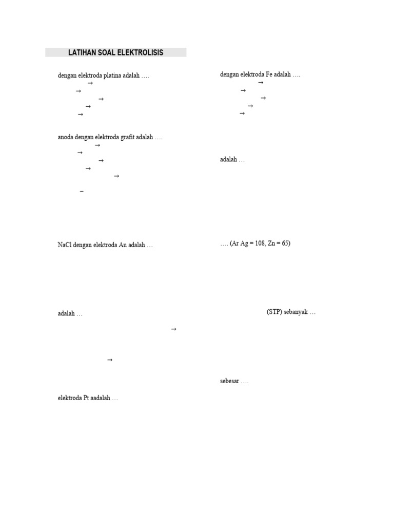Latihan Soal Elektrolisis | PDF