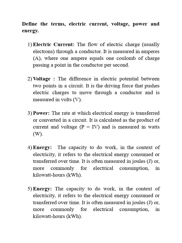 Key Electrical Concepts Explained | PDF | Electromagnetic Induction | Science & Mathematics