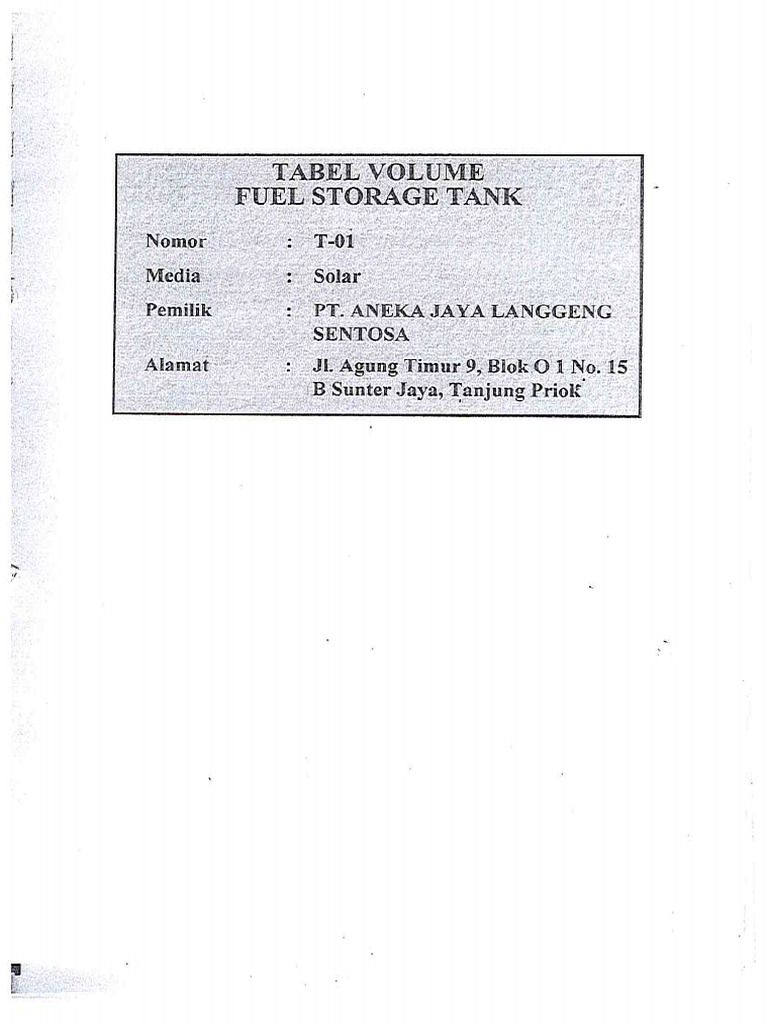 Kalibrasi Tangki 5000 Ltr | PDF