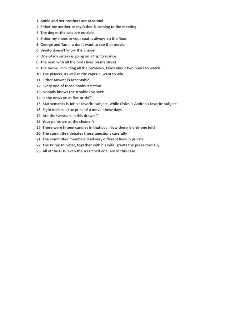 Answers Verb Sheet1 | PDF