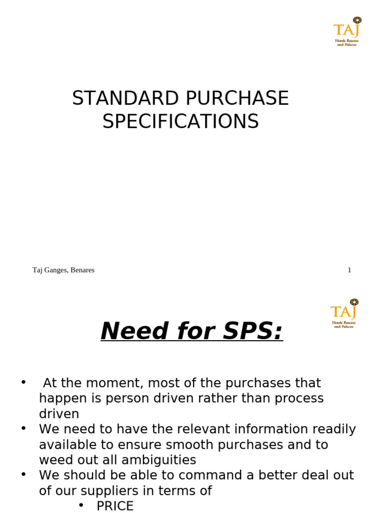 Standard Purchase Specifications - LSBU | PDF