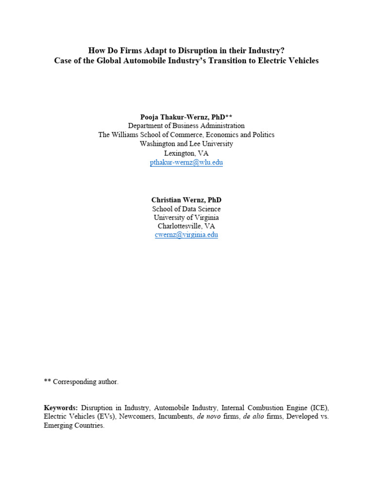 How Do Firms Adapt To Disruption in Their Industry? - Automobile | PDF ...