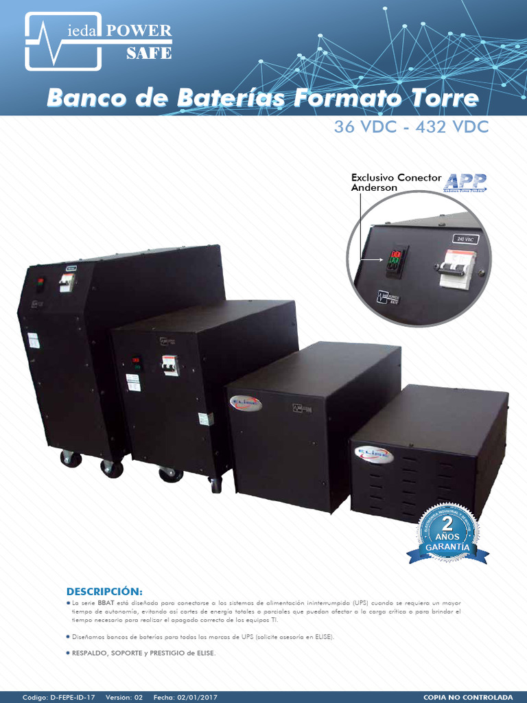 D-FEPE-ID-17 - Bancos de Batería en Torre - Ieda PowerSafe | PDF | Ingenieria Eléctrica | Bienes ...
