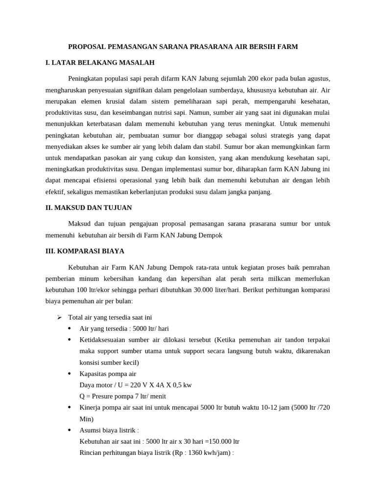Draf Proposal Sumur Bor | PDF