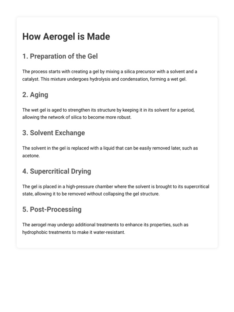 Procedures; How Aerogel is Made | PDF