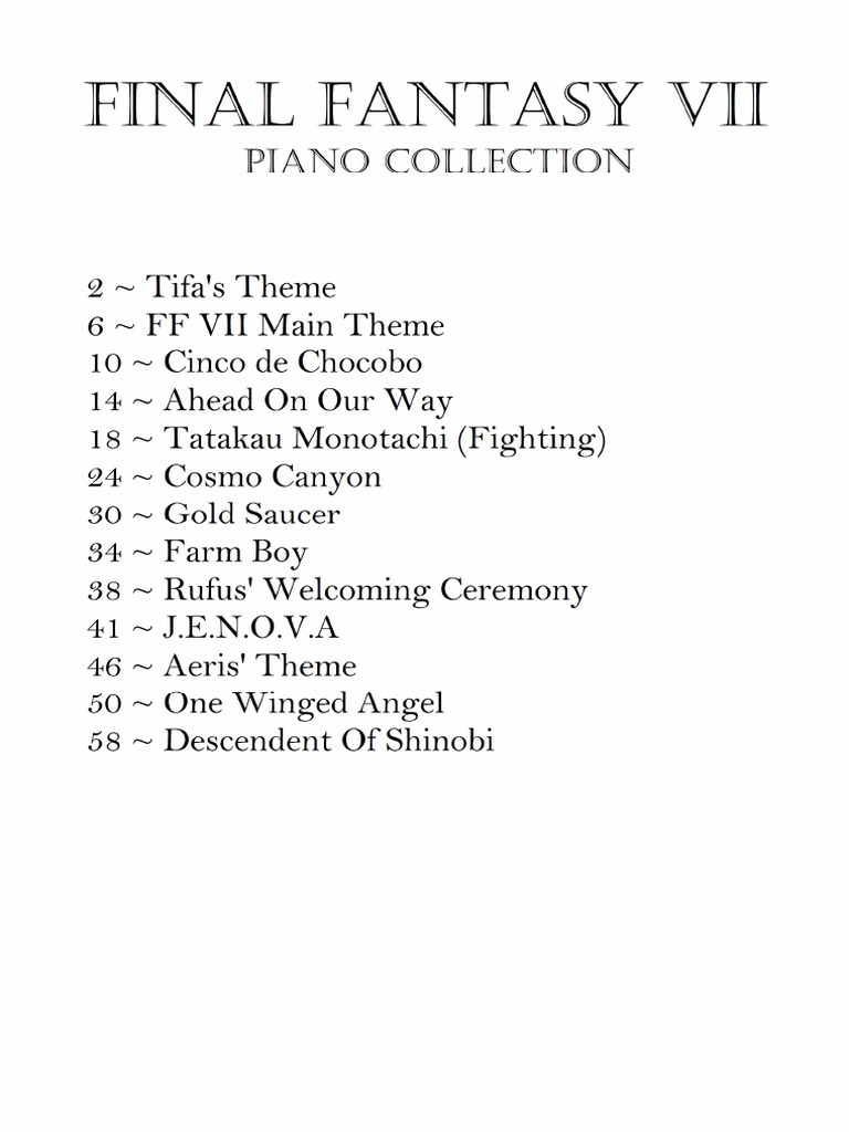 FF7 Piano Collection Sheet Music | PDF