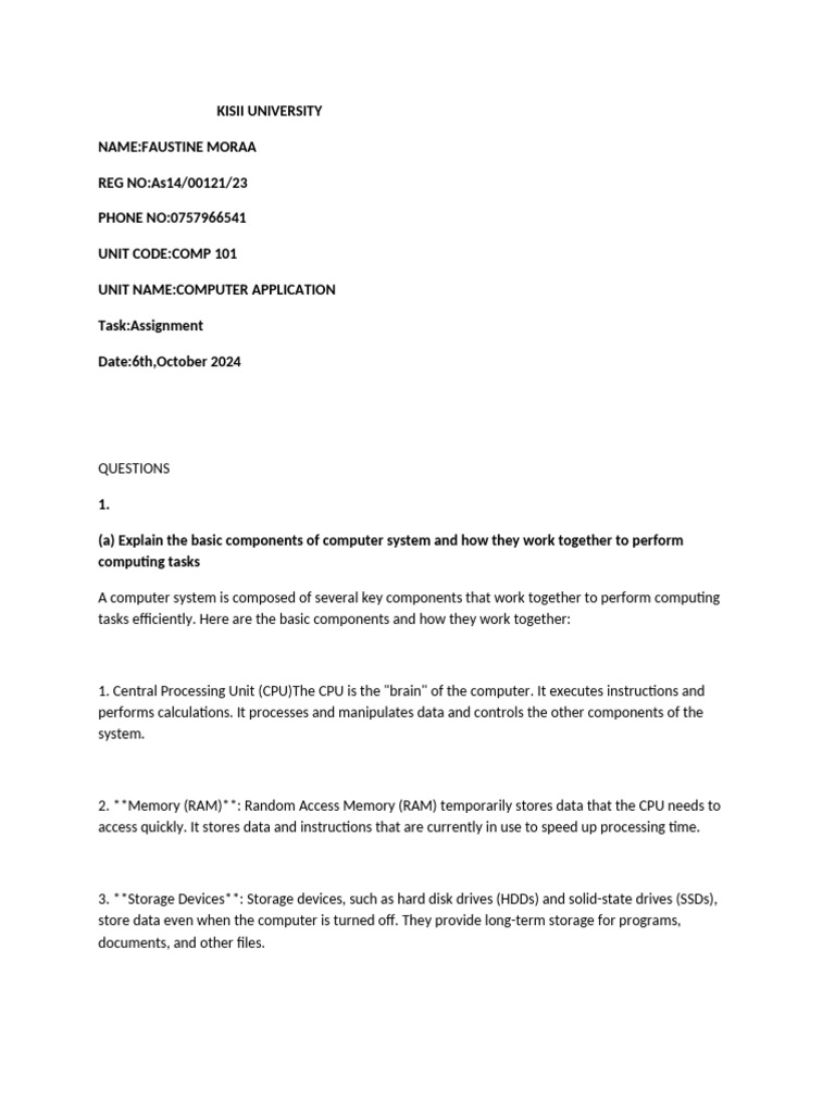 Comp 101 Assignment 1 | PDF