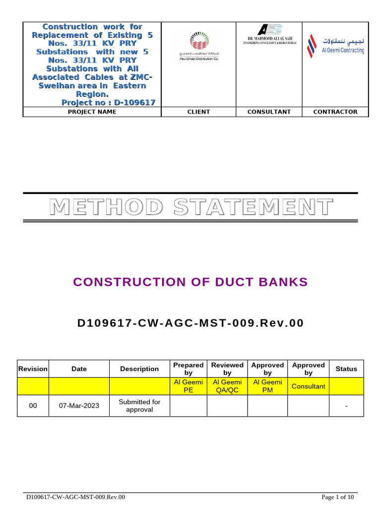 MS - CW-009-Rev.00-Construction of Duct Banks | PDF