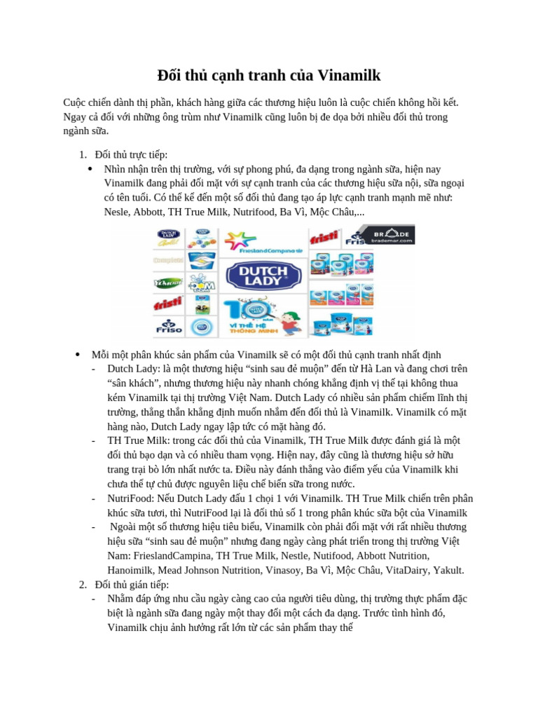 Đối thủ cạnh tranh của Vinamilk | PDF