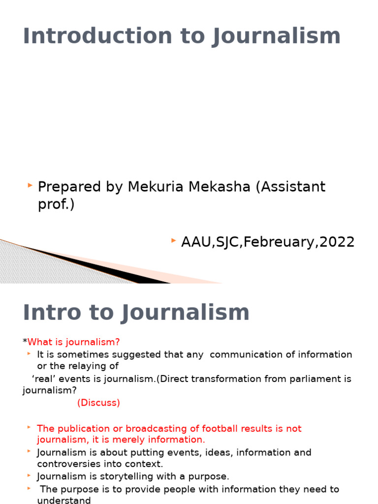 Intro To Journalism | PDF