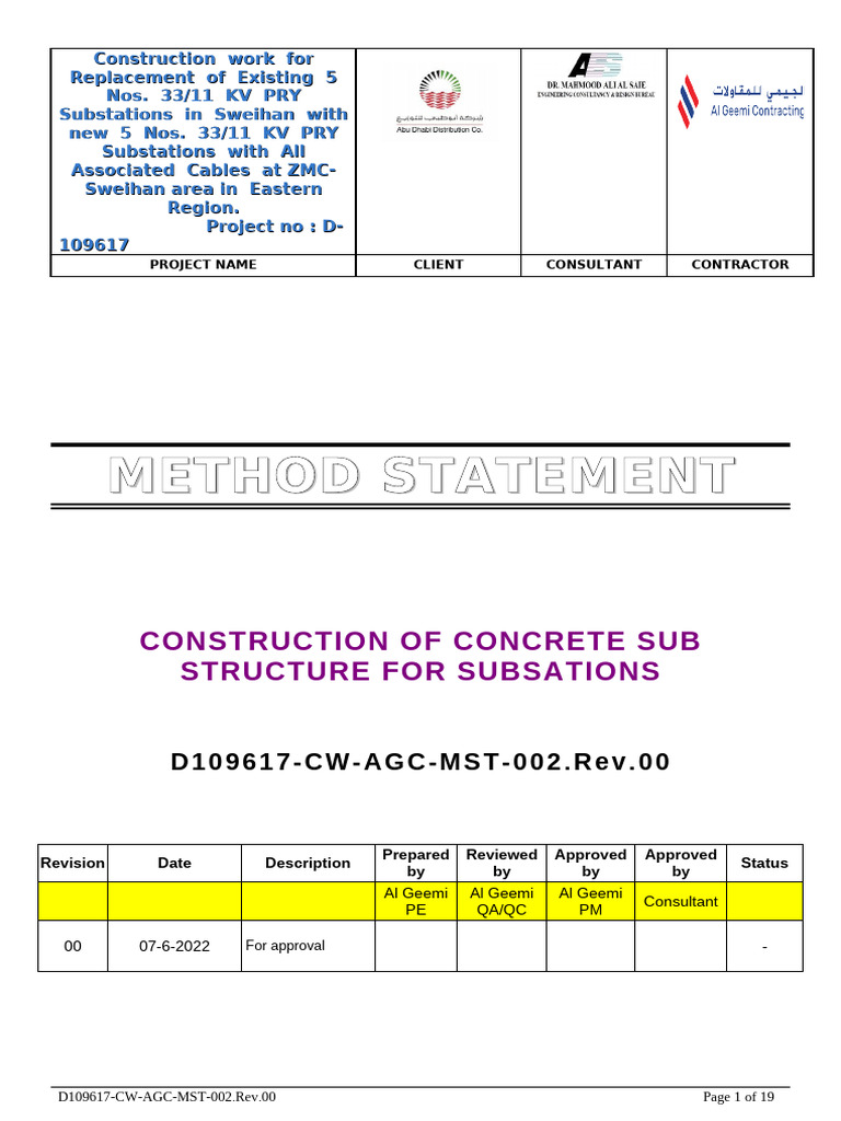 MS - CW-002 Construction of Substructuer For SubStations | PDF