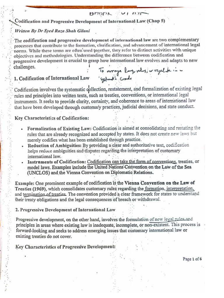 Codification Public International Law | PDF