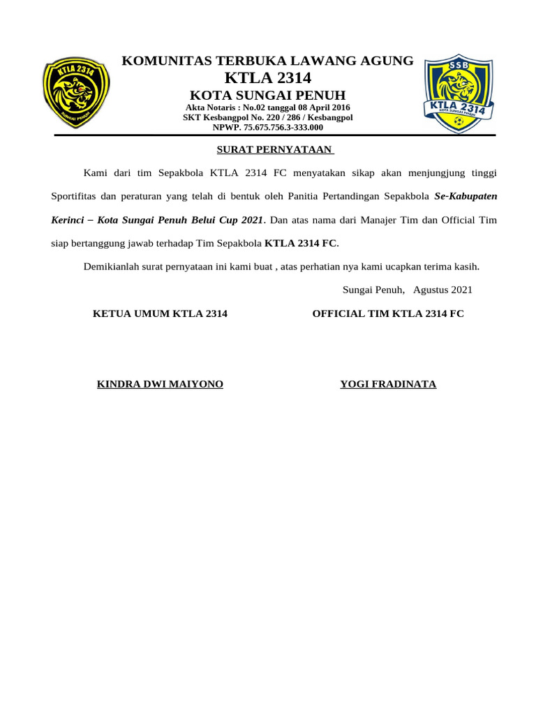 Surat Undangan KTLA | PDF