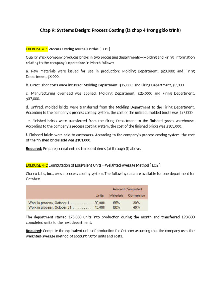 Process Costing Exercises Guide | PDF | Pulp (Paper) | Business Process