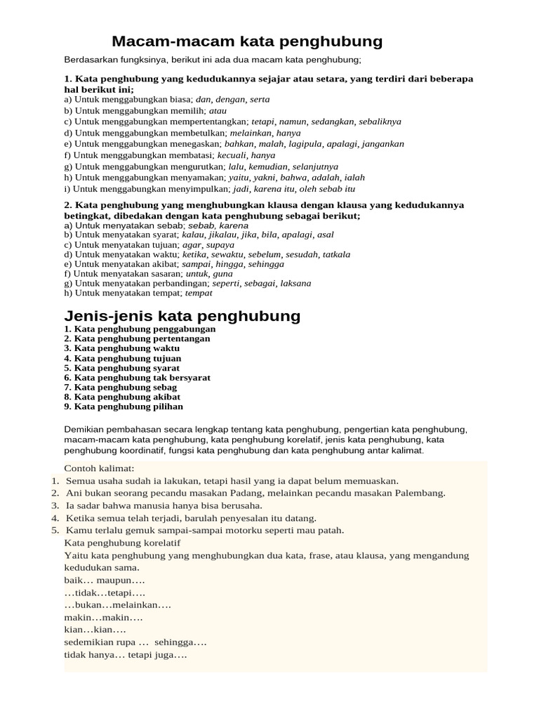 Kata Penghubung | PDF