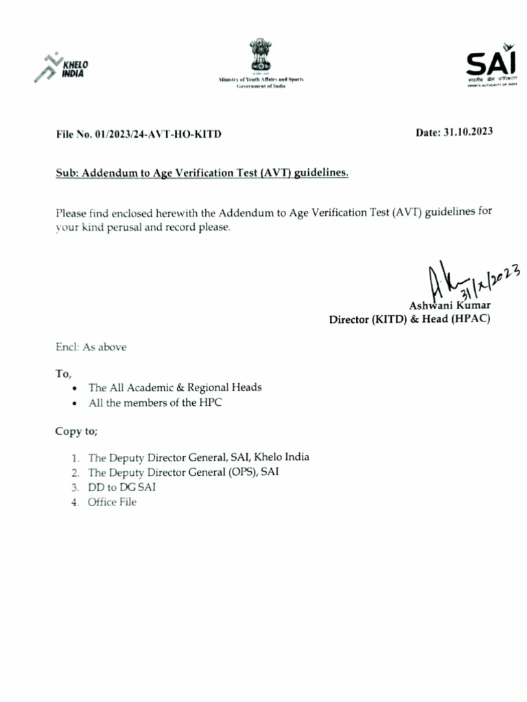 Guidelines For Age Verification Sai Ncoe | PDF