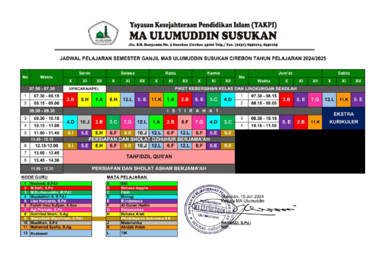Jadwal Ngajar Untuk Akreditas | PDF