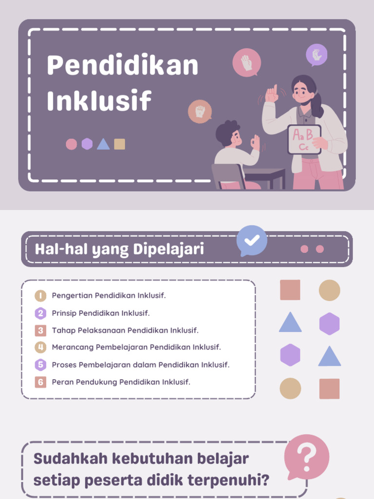 Pendidikan Inklusif Presentasi Pendidikan Krem Dan Merah Muda Ilustrasi Rapi | PDF