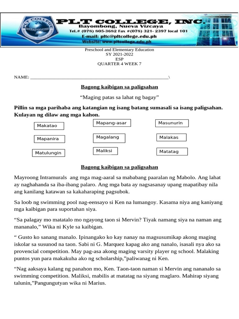 Bagong Kaibigan Sa Paligsahan | PDF