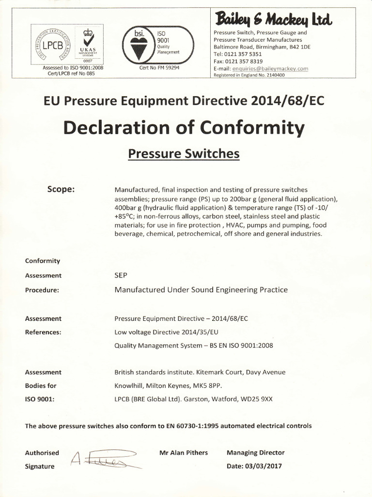 EU Declaration Switches | PDF | Home & Garden