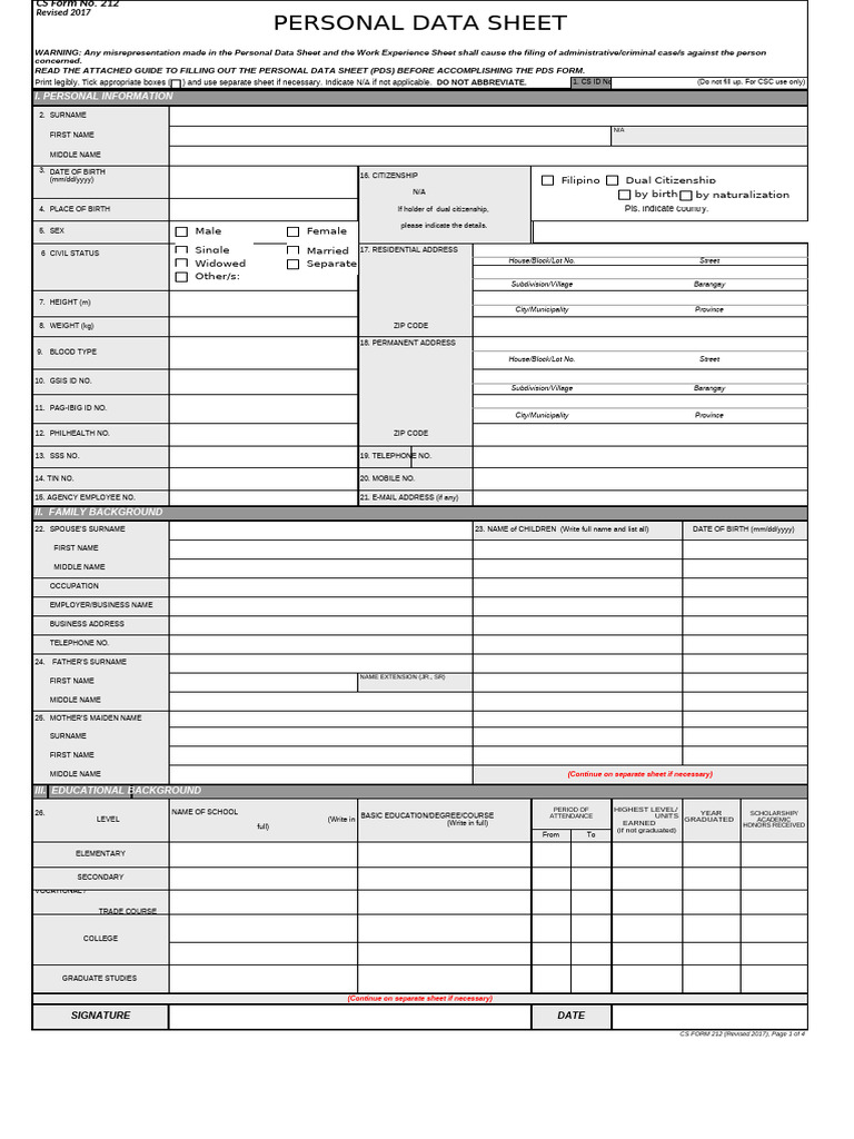 PDS CSC Blank | PDF