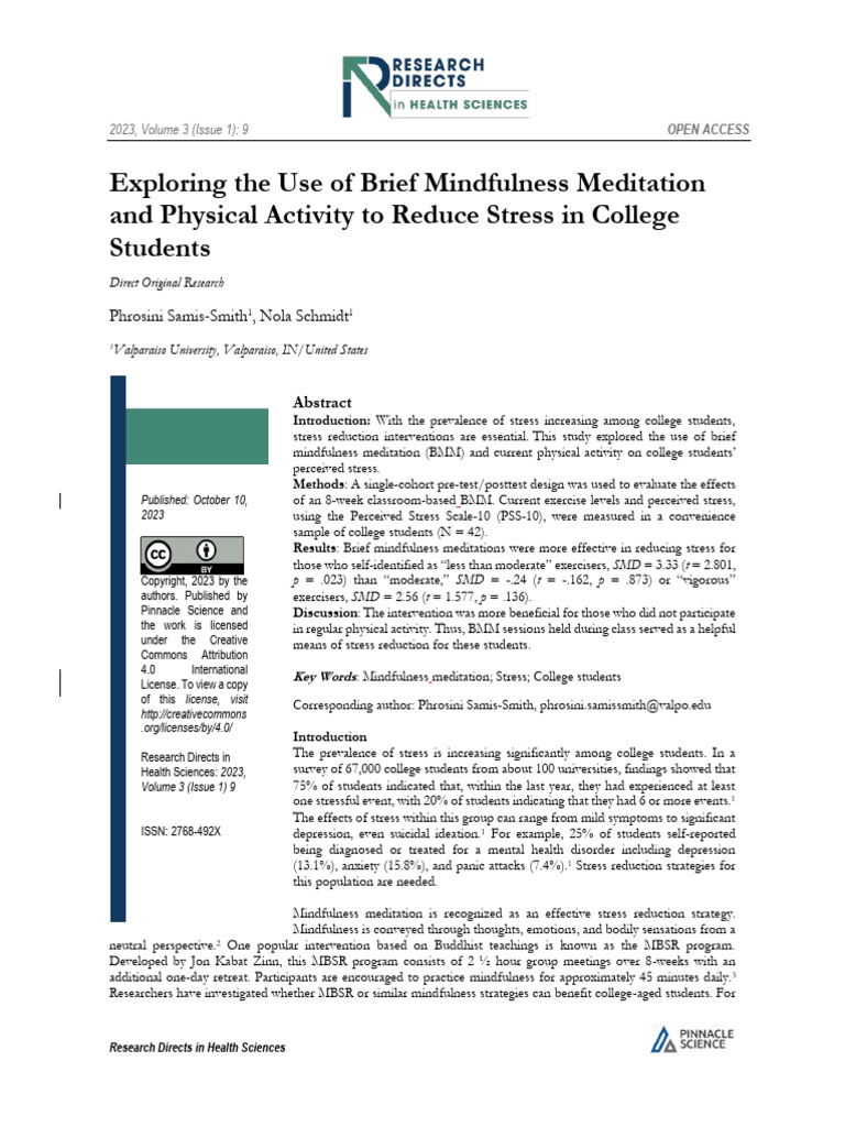 Exploring The Use of Mindfulness-Based Meditation | PDF