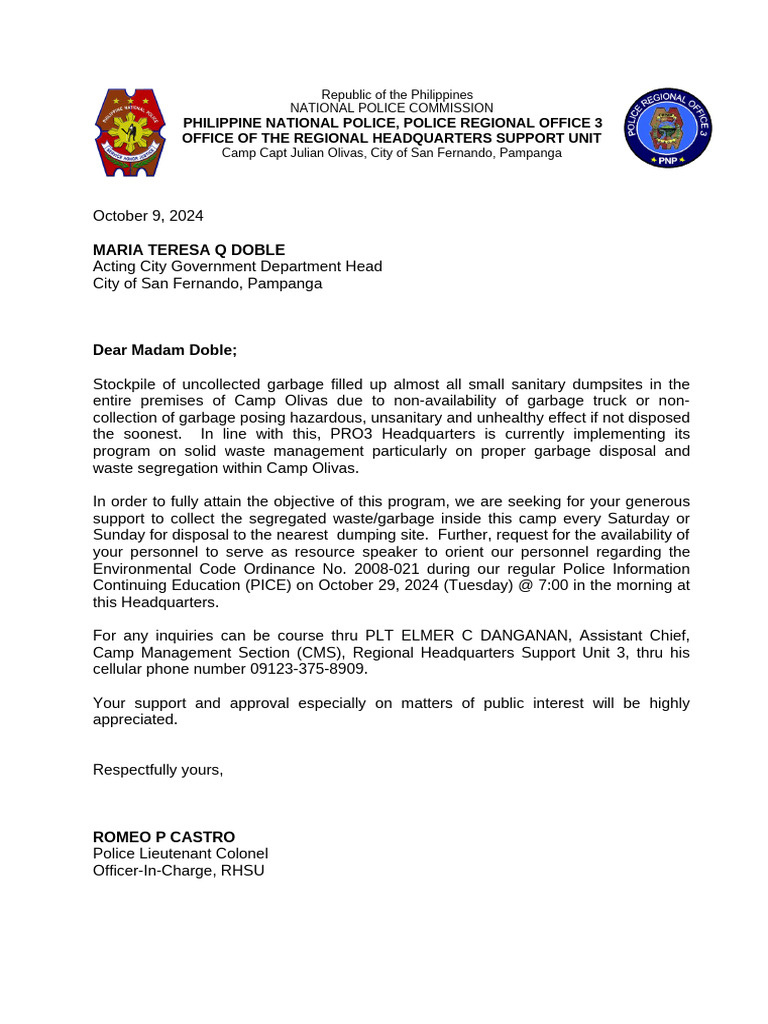 Letter For PENRO 2024 | PDF