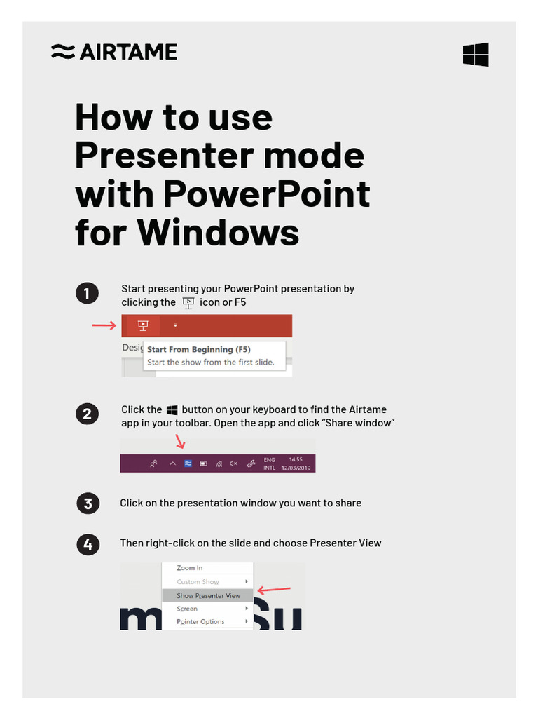 Airtame Powerpoint Windows Presenter Mode A4 | PDF