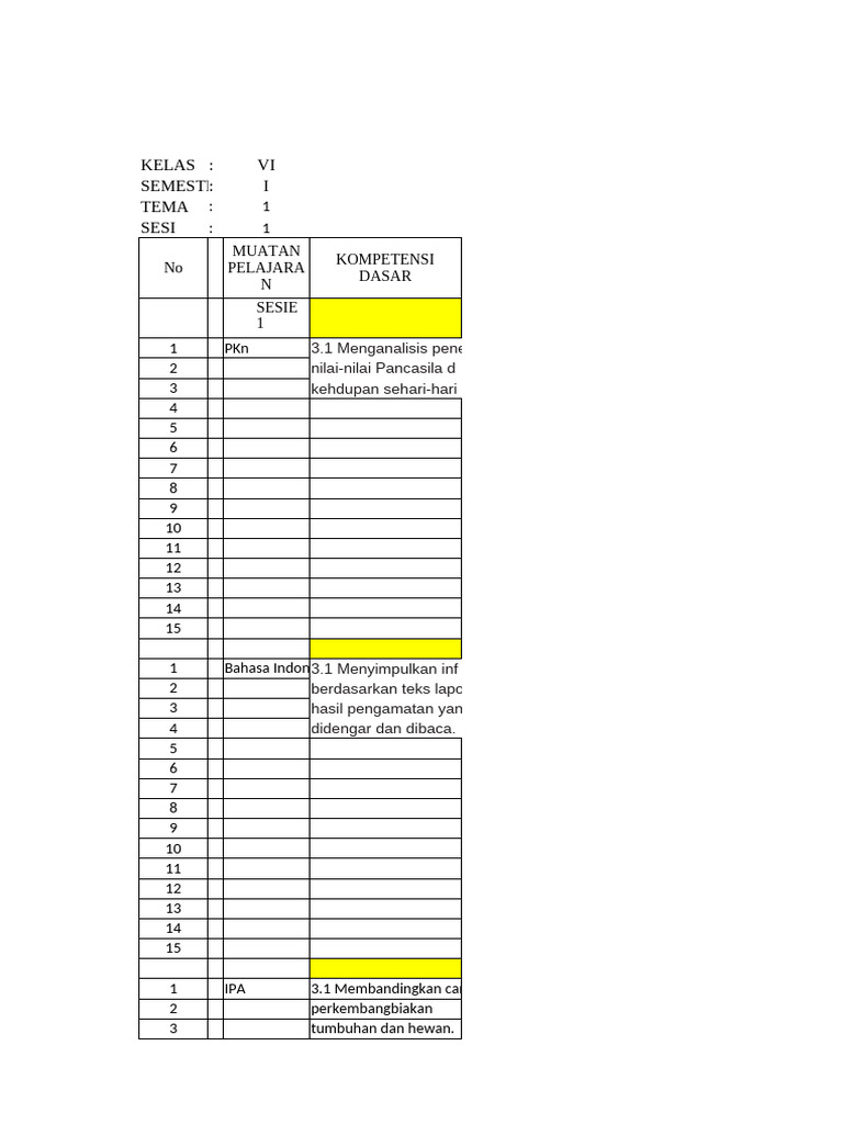 Kisi-Kisi Pas Kelas 6 Tema 1 Sesi 1 | PDF