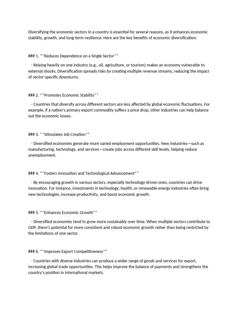 Economic Diversification Benefits | PDF | Economic Growth ...