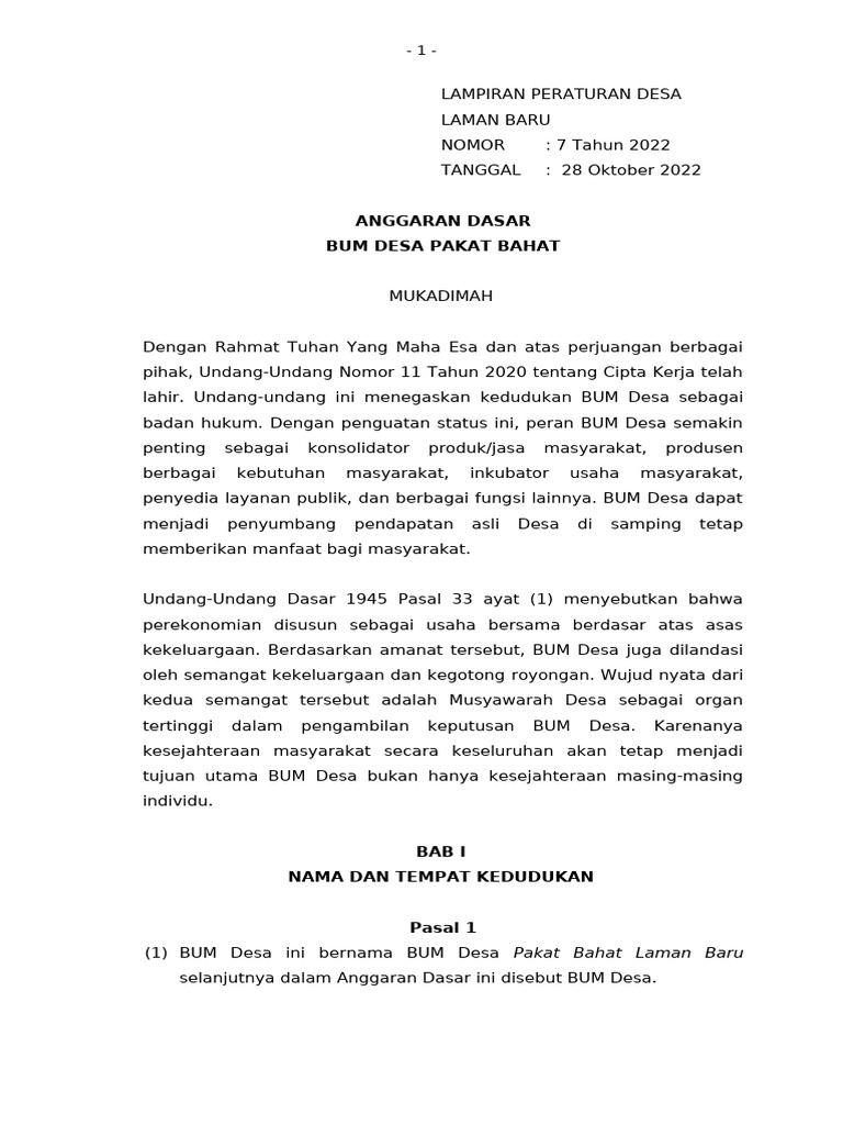 6d. Format Anggaran Dasar (1) Benar | PDF