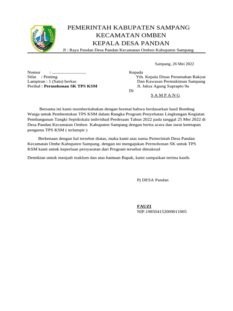 Surat Permohonan SK | PDF