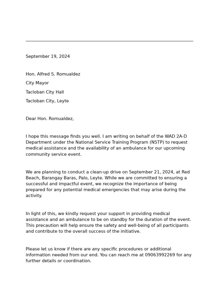Letter For The City Hall | PDF
