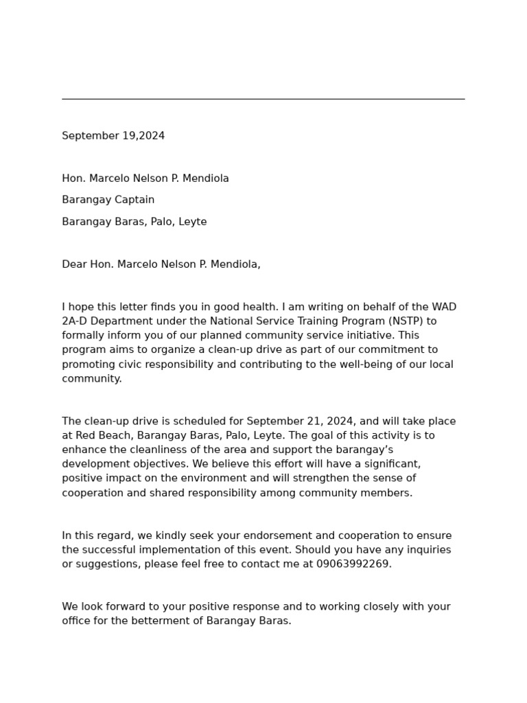 Letter For Brgy | PDF