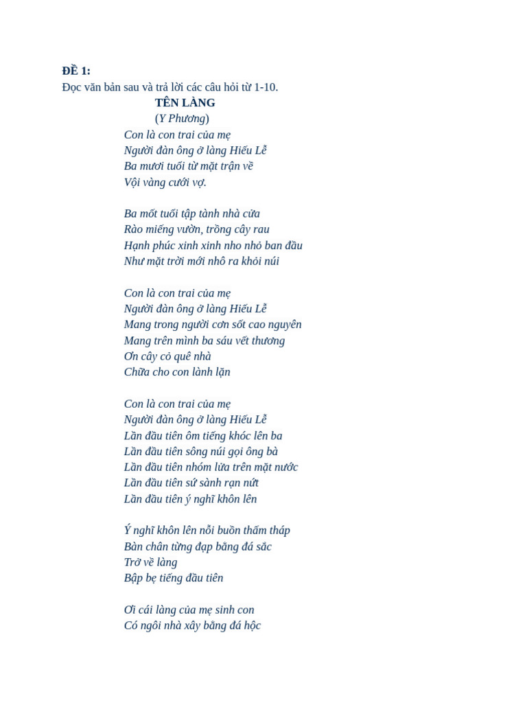 De On Tap Minh Hoa | PDF