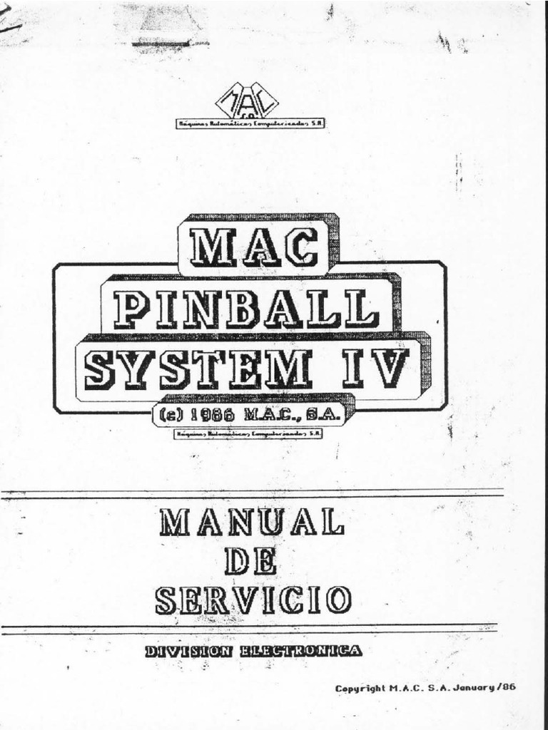 MAC S A 1996 NBA Mac Service Manual For MAC Pinball System IV 1987 ...