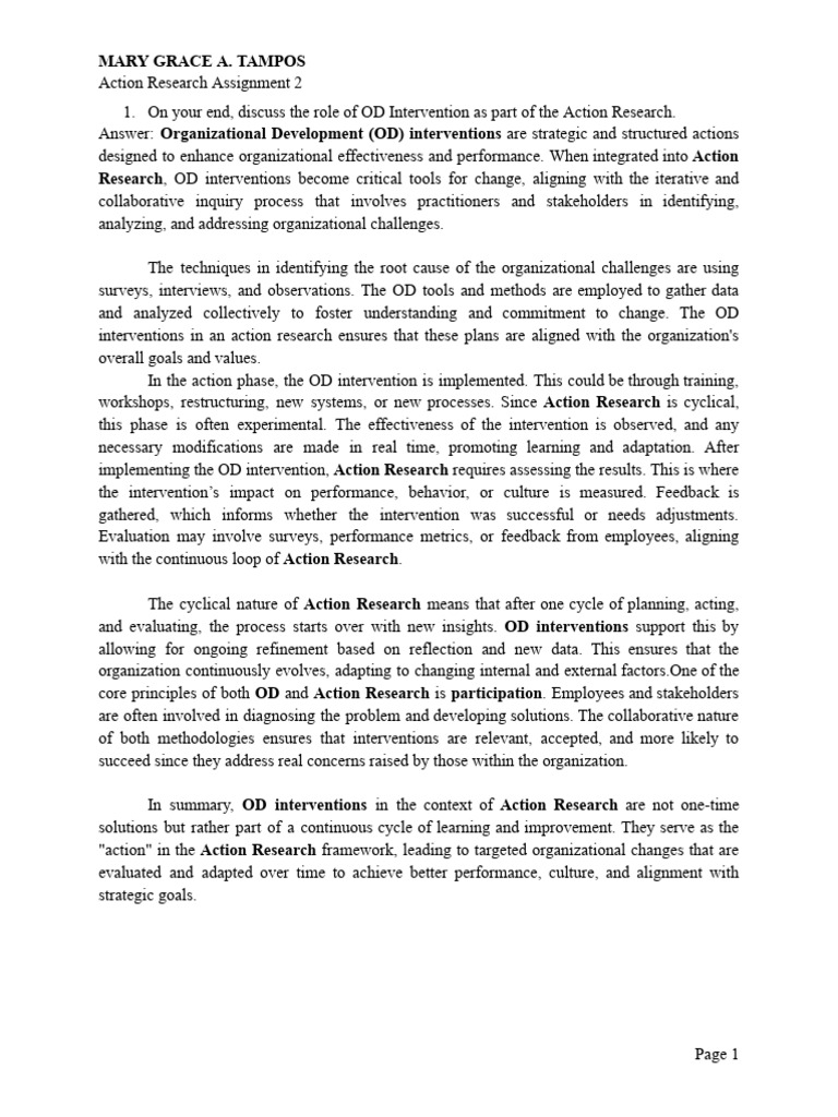Assignment 2 Action Research - Mary Grace Tampos | PDF