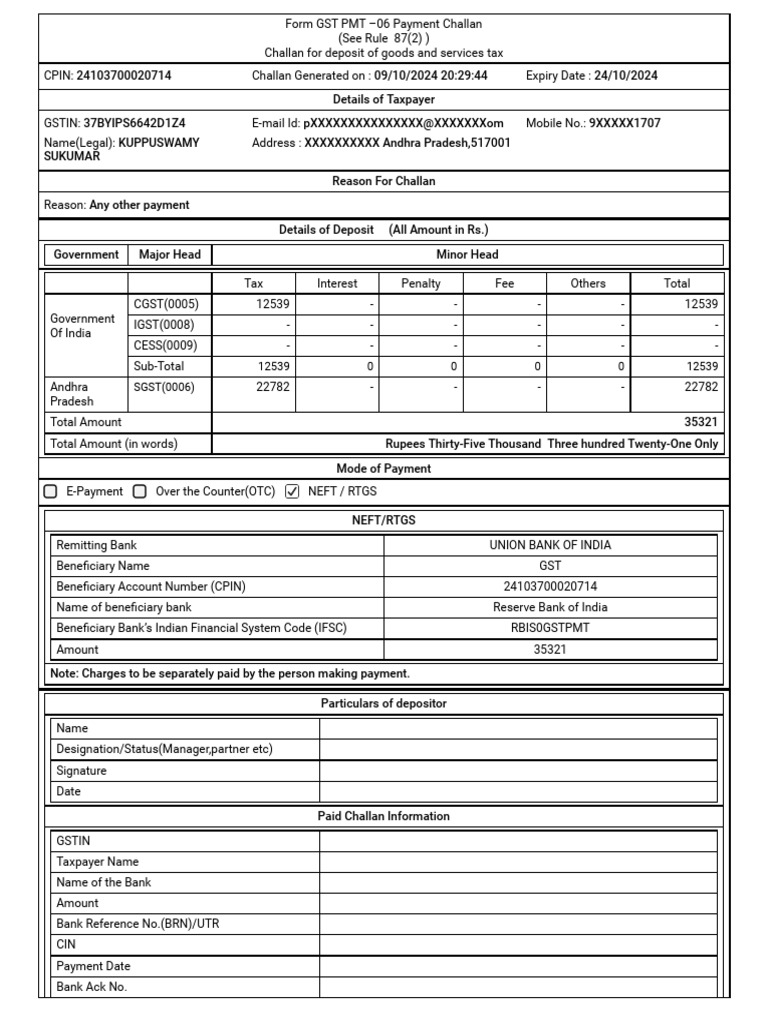 GST Challan | PDF