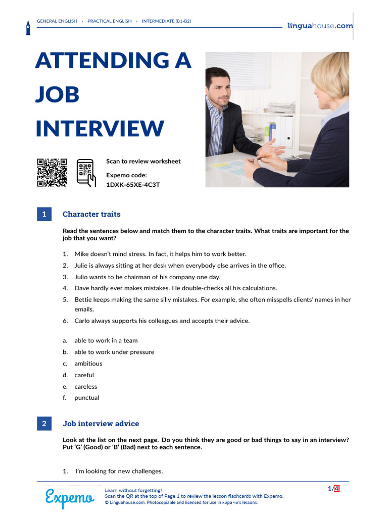 Attending A Job Interview British English Student | PDF