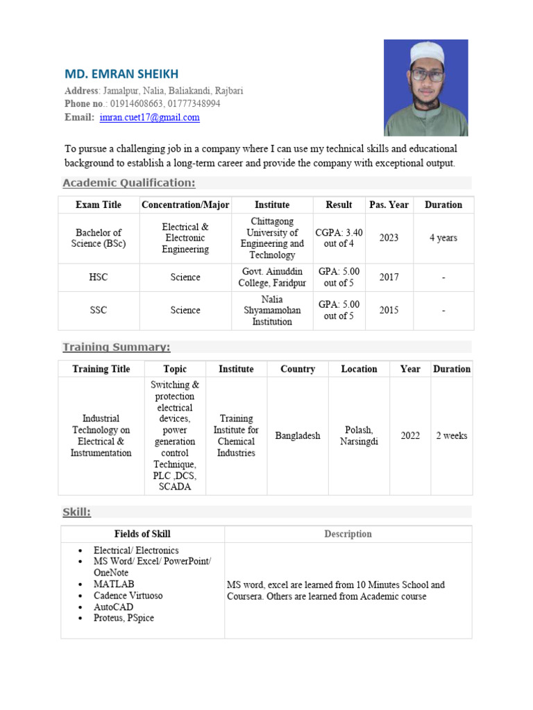 Md. Emran CV | PDF