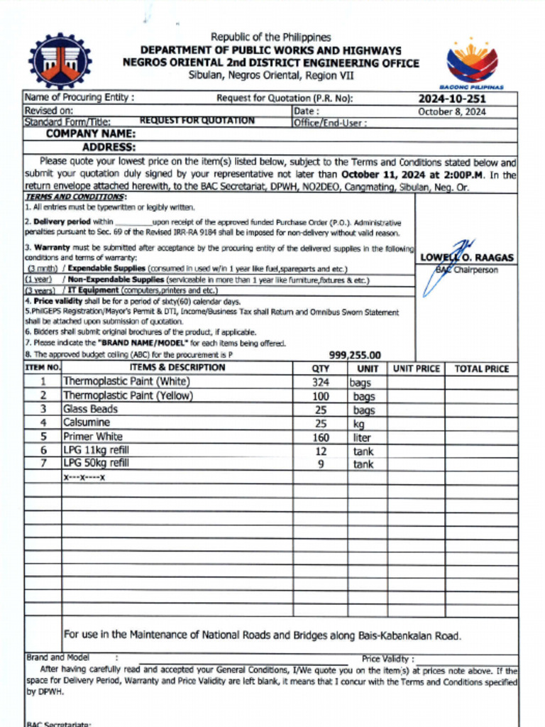 REQUEST FOR QUOTATION (53) dp2 251 | PDF