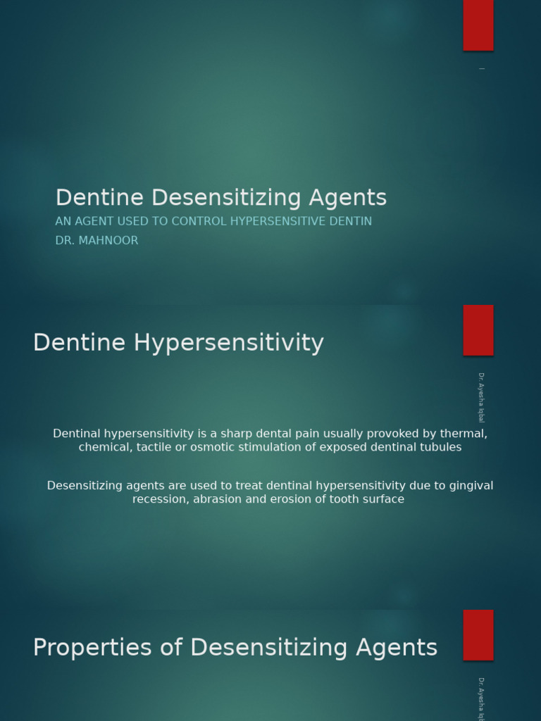 Dentine Desensitising Agents | PDF