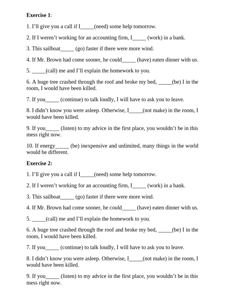 Conditional Sentence Exercise | PDF