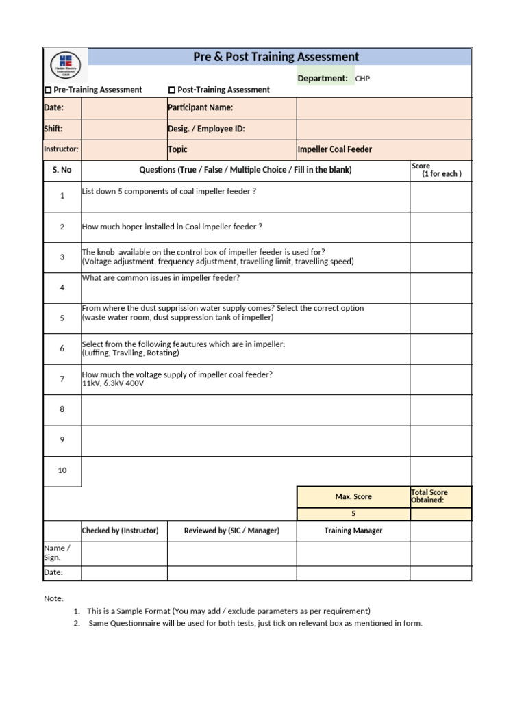 Impeller Pre & Post Questionnaire | PDF
