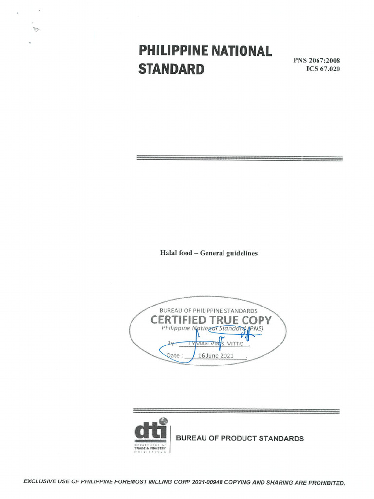 PNS Halal Food - General Guidelines PNS 2067 2008 | PDF