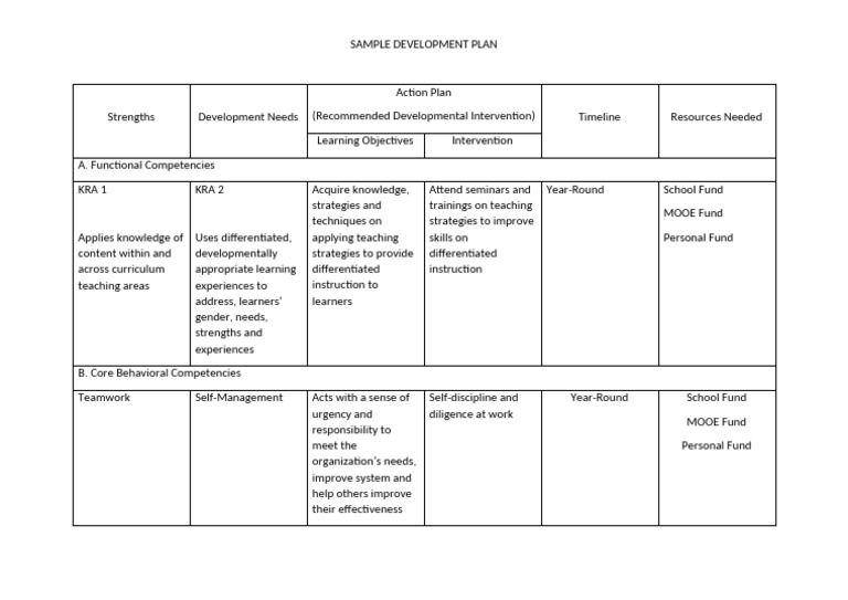 DEVELOPMENT PLAN TI-III SAMPLE | PDF