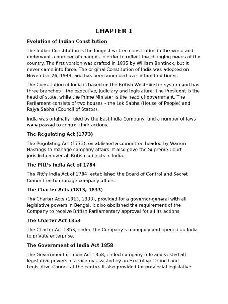 Constitutional Values Notes 1 Yr | PDF