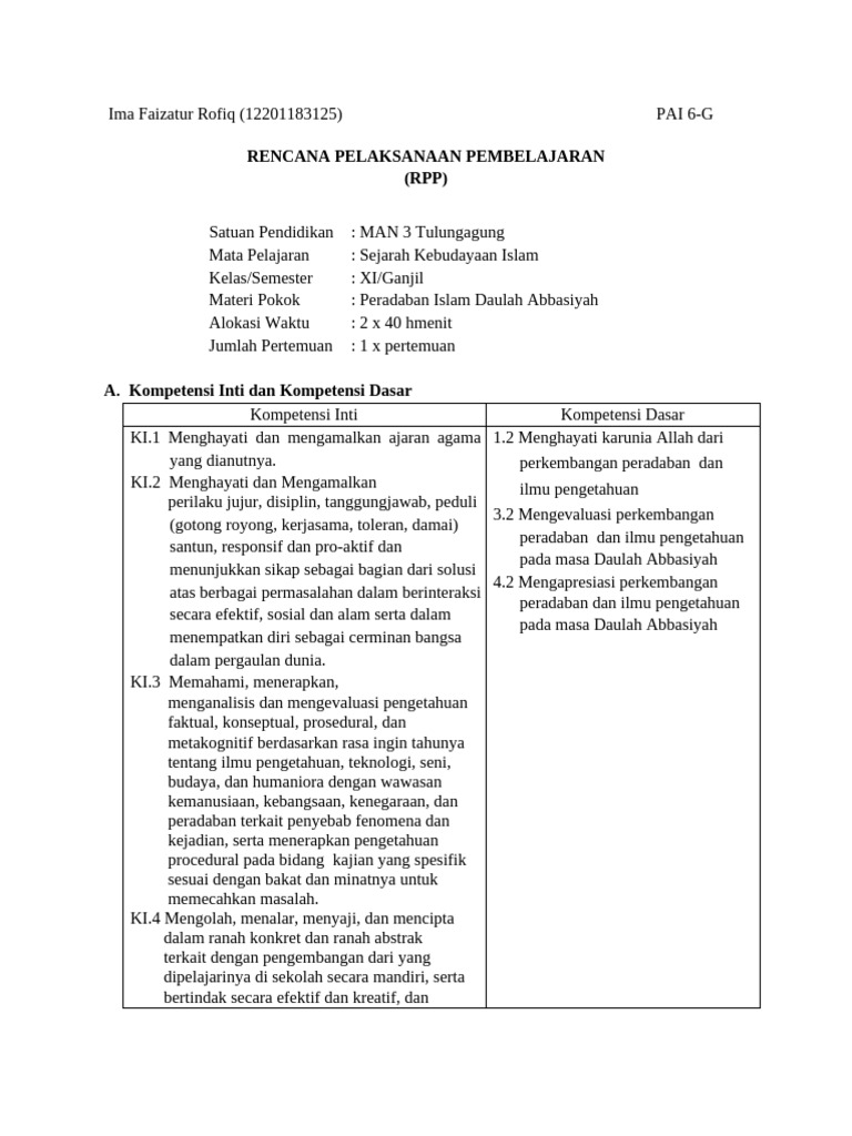 RPP Pski Ima Faizatur Rofiq | PDF