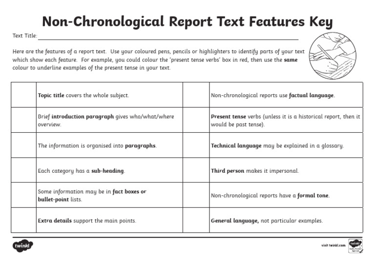 t2 e 1235 Features of A Non Chronological Report Text Checklist - Ver ...